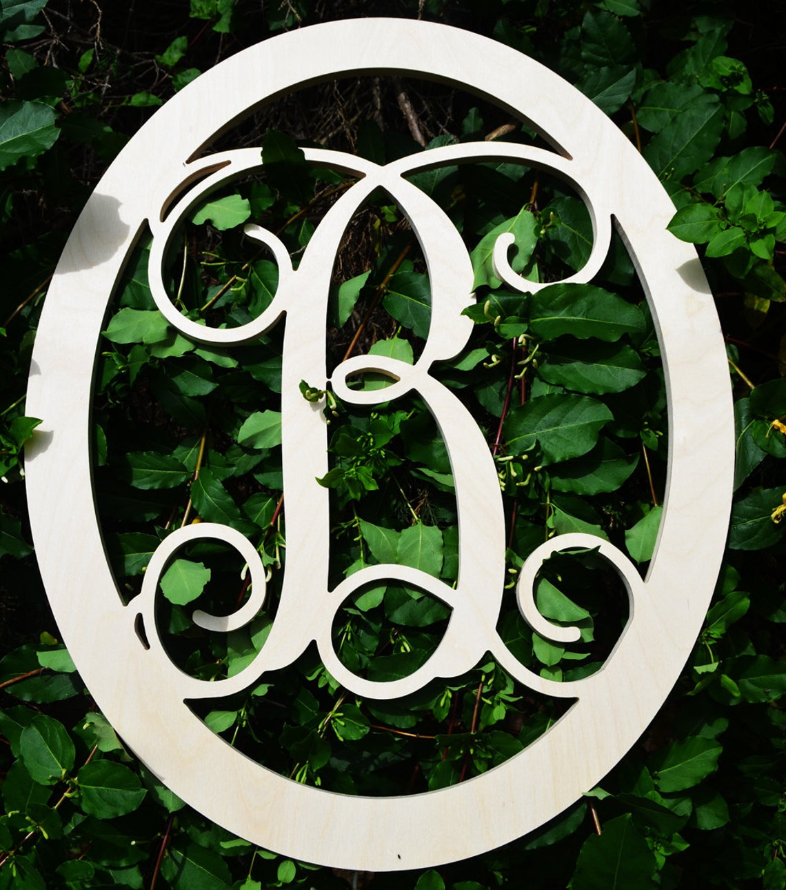 16 Inch Wooden Monogram With Oval Border Single Initial - Etsy