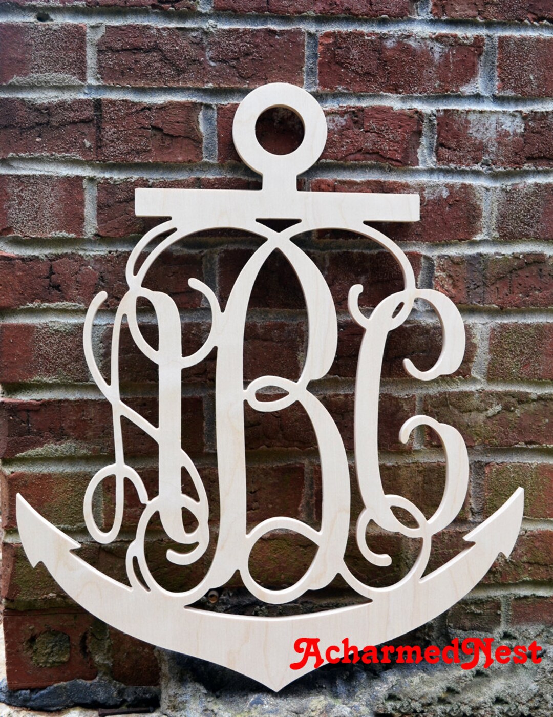 Wooden Monogram Anchor - 24" Wooden Anchor Monogram - Ready to Paint ...