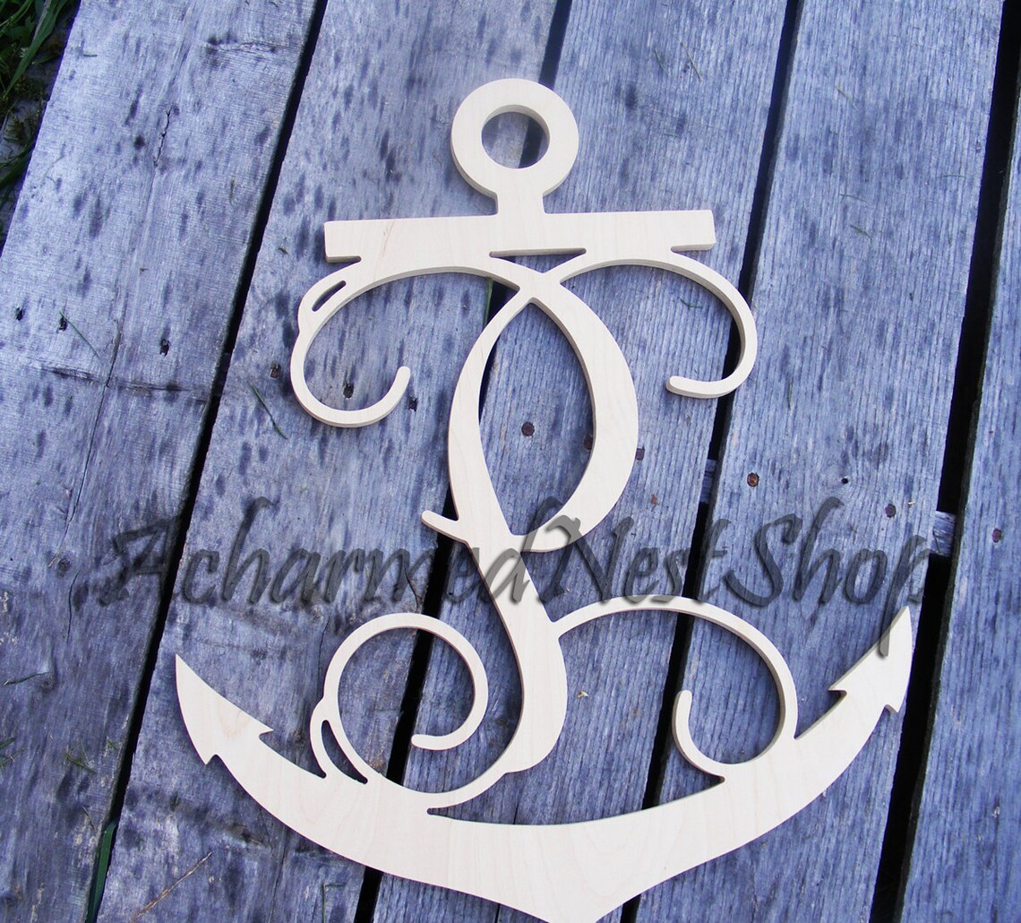 20 Anchor Monogram Wooden Letters Wall Monogram | Etsy