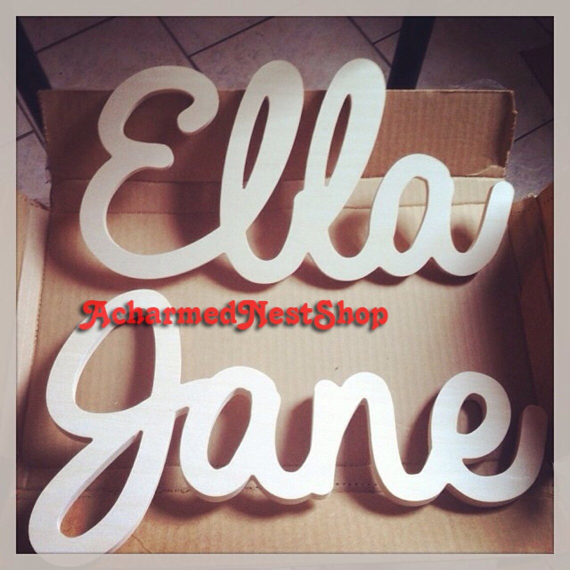Connected Large Wooden Script Name-word-phrase-wooden Name for - Etsy