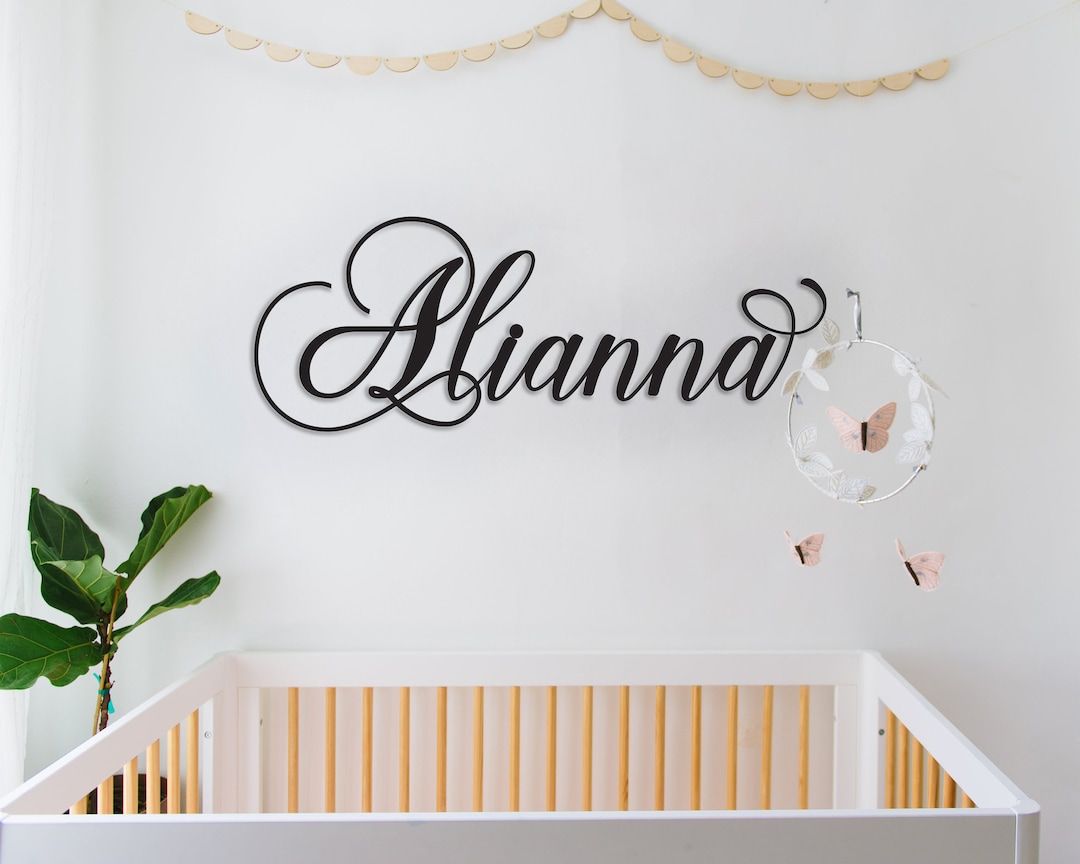 Baby Girl Nursery Large Name Sign Over Crib - Personalized Wooden Name ...