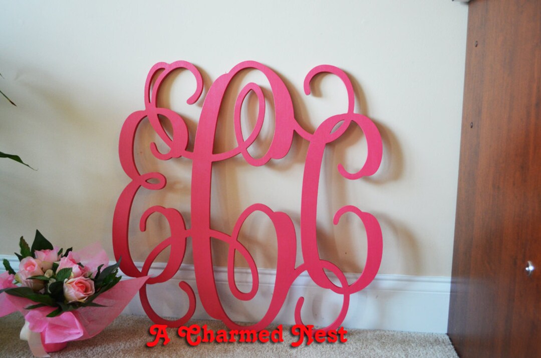 24 Inch Wooden Monogram Letters- Wood Monogram- Wall Hanging- Vine ...