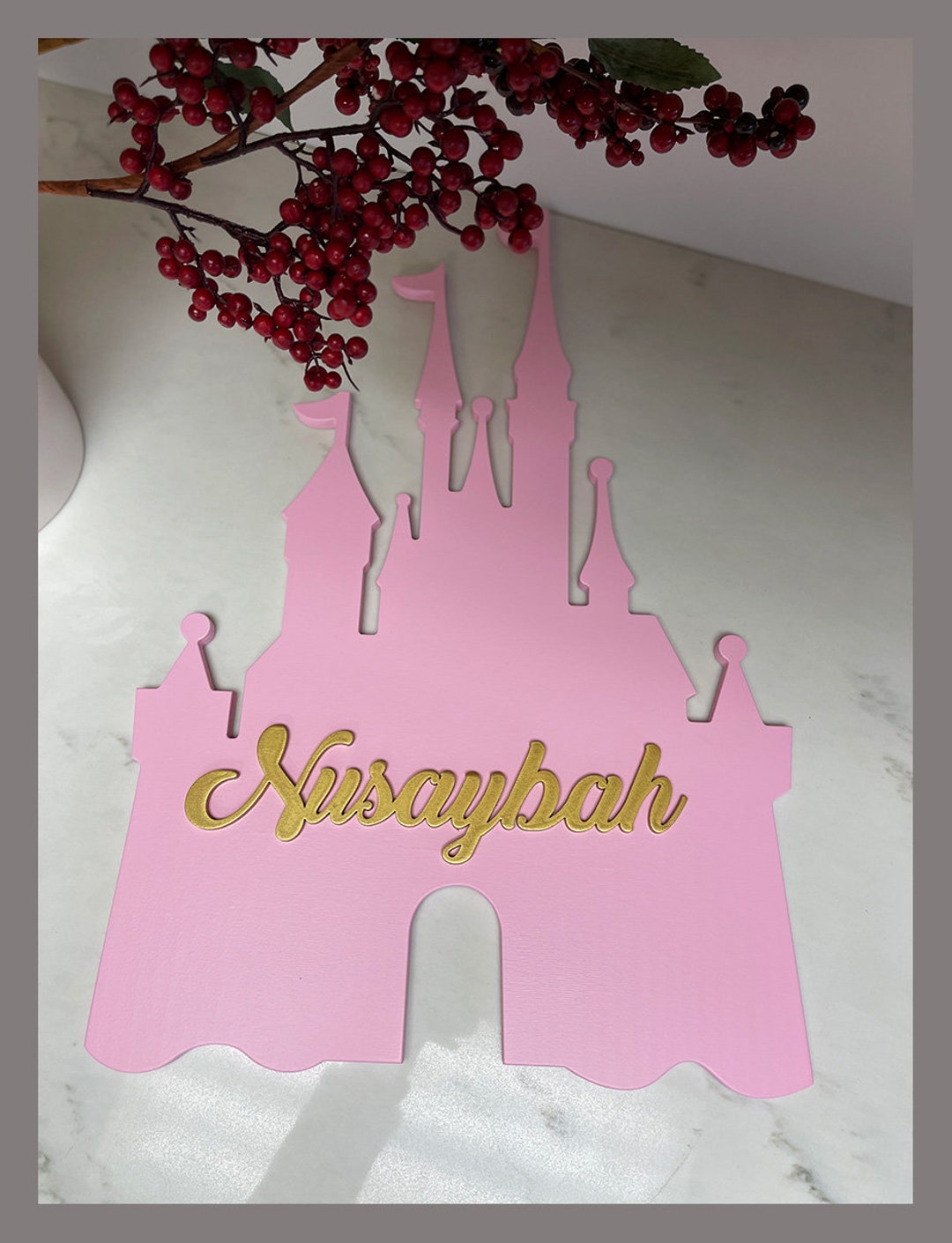 Princess Wood Castle Personalized Name - Birthday Backdrop Disney ...