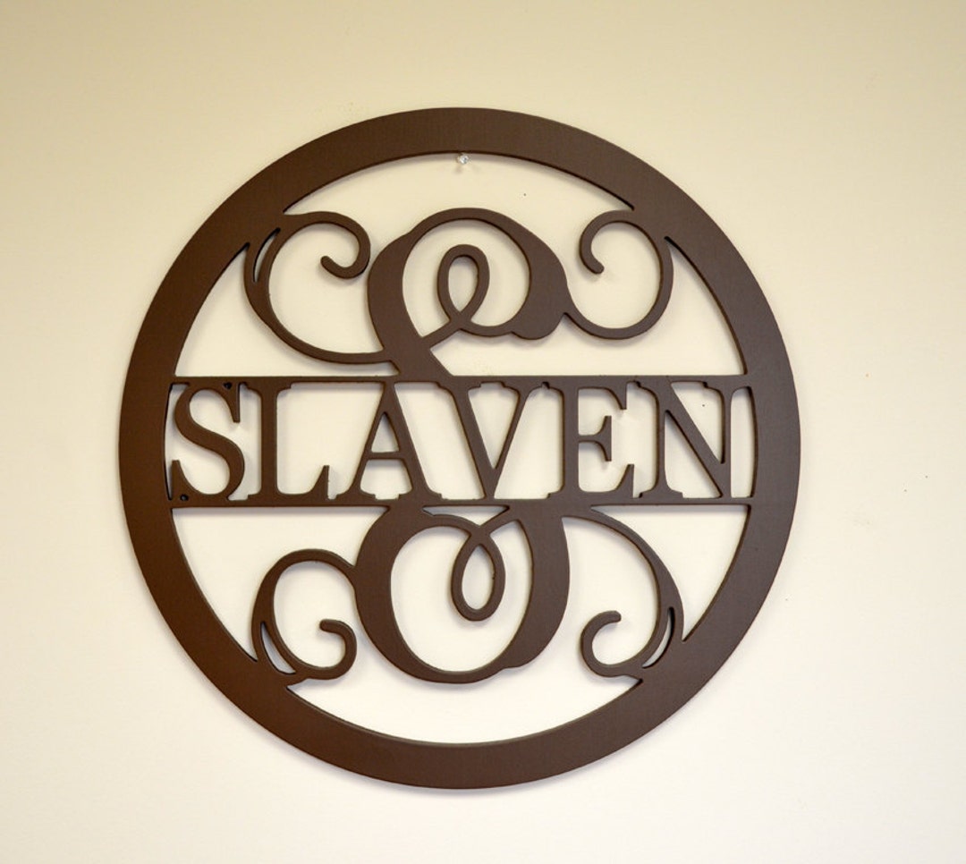 24" Wooden Monogram - Painted Vine Script Monogram - Family Name ...