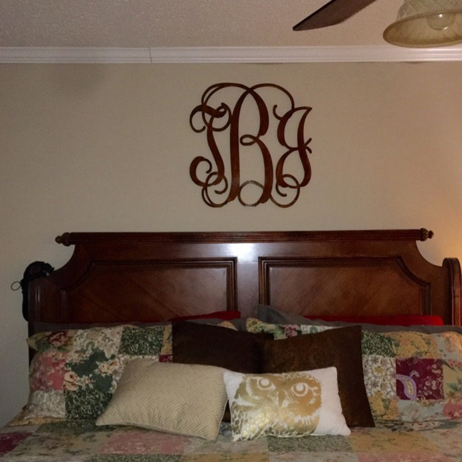 PAINTED Wooden Initials - Vine Script Monogram - Monogram Door Hanger ...