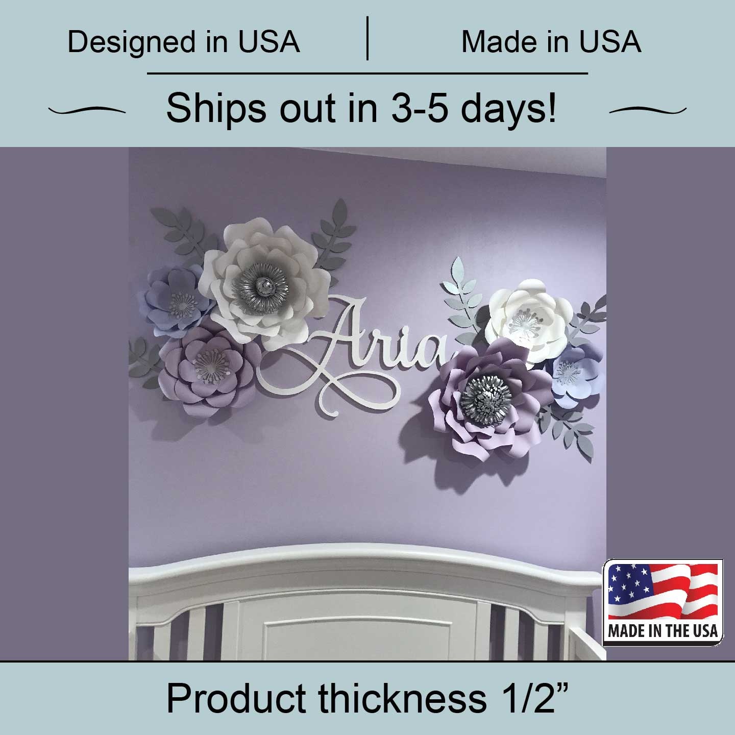 Baby Girl Nursery Large Name Sign Over Crib - Personalized Wooden Name ...
