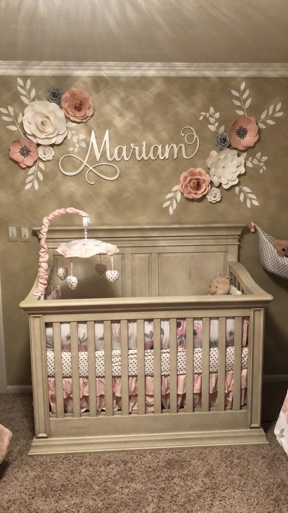 Baby Girl Nursery Large Name Sign Over Crib - Personalized Wooden Name ...