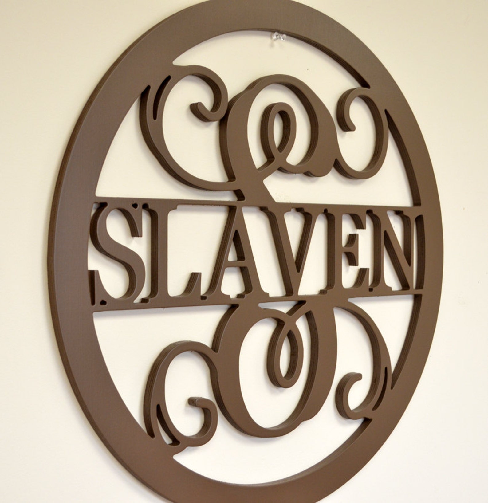24" Wooden Monogram - Painted Vine Script Monogram - Family Name ...