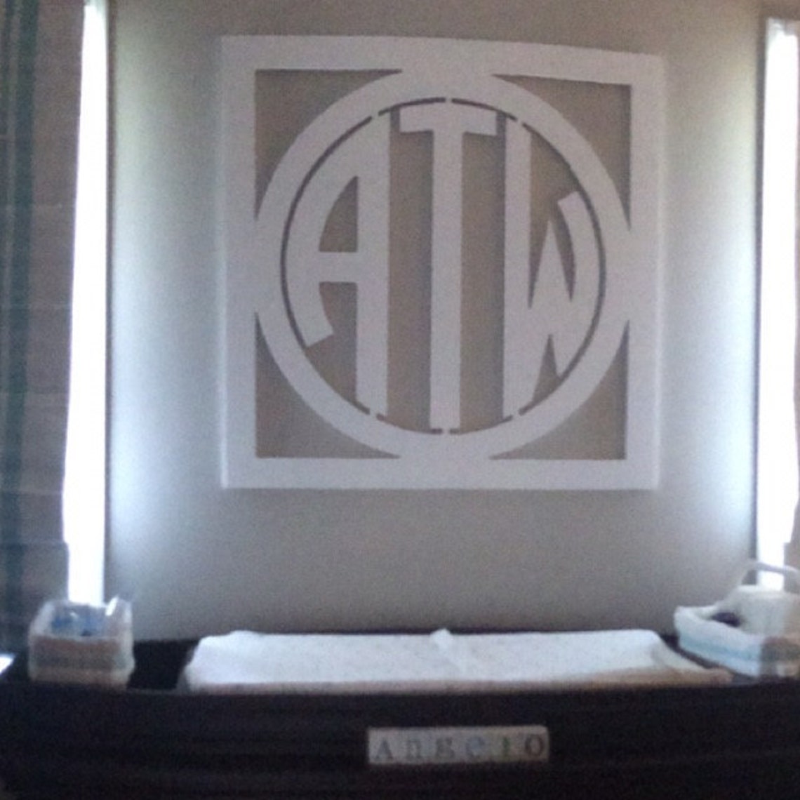 Wooden Monogram Wall Decor circle Monogram Font-wood | Etsy