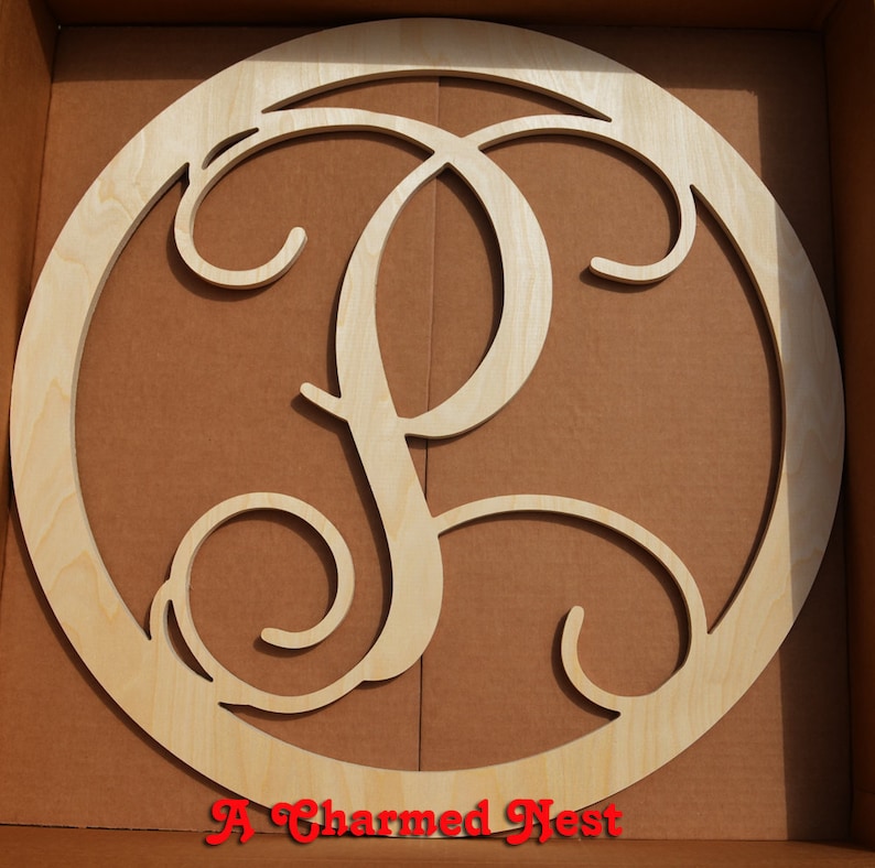CIRCLE BORDER Wooden Monogram Letters, Wall Hanging, Dorm Room Decor ...