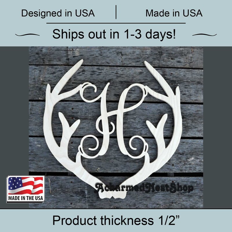 Deer Antler Monogram - Etsy