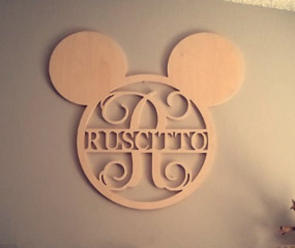 Wooden Monogram Custom Wooden Name Sign W Mickey Mouse Ears | Etsy