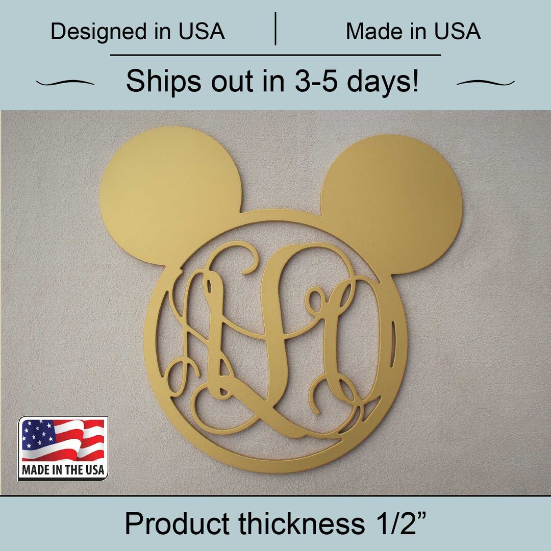 Disney Mickey Monogram - Metallic Gold - Mickey Mouse Ears Monogram ...