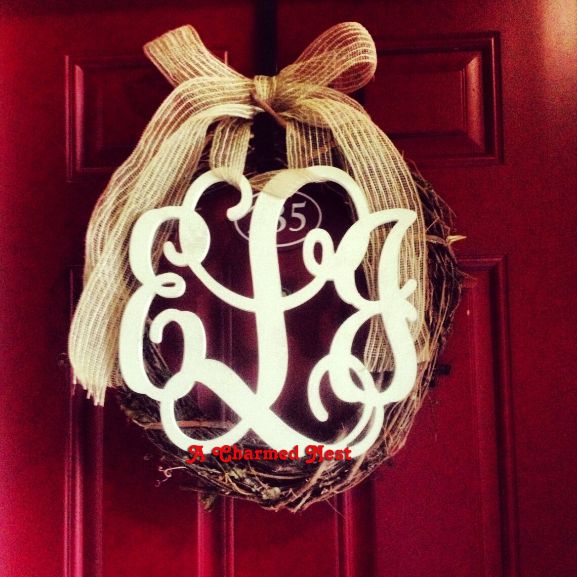 Monogram Door Hanger Monogram Door Wreath Wooden Monogram | Etsy