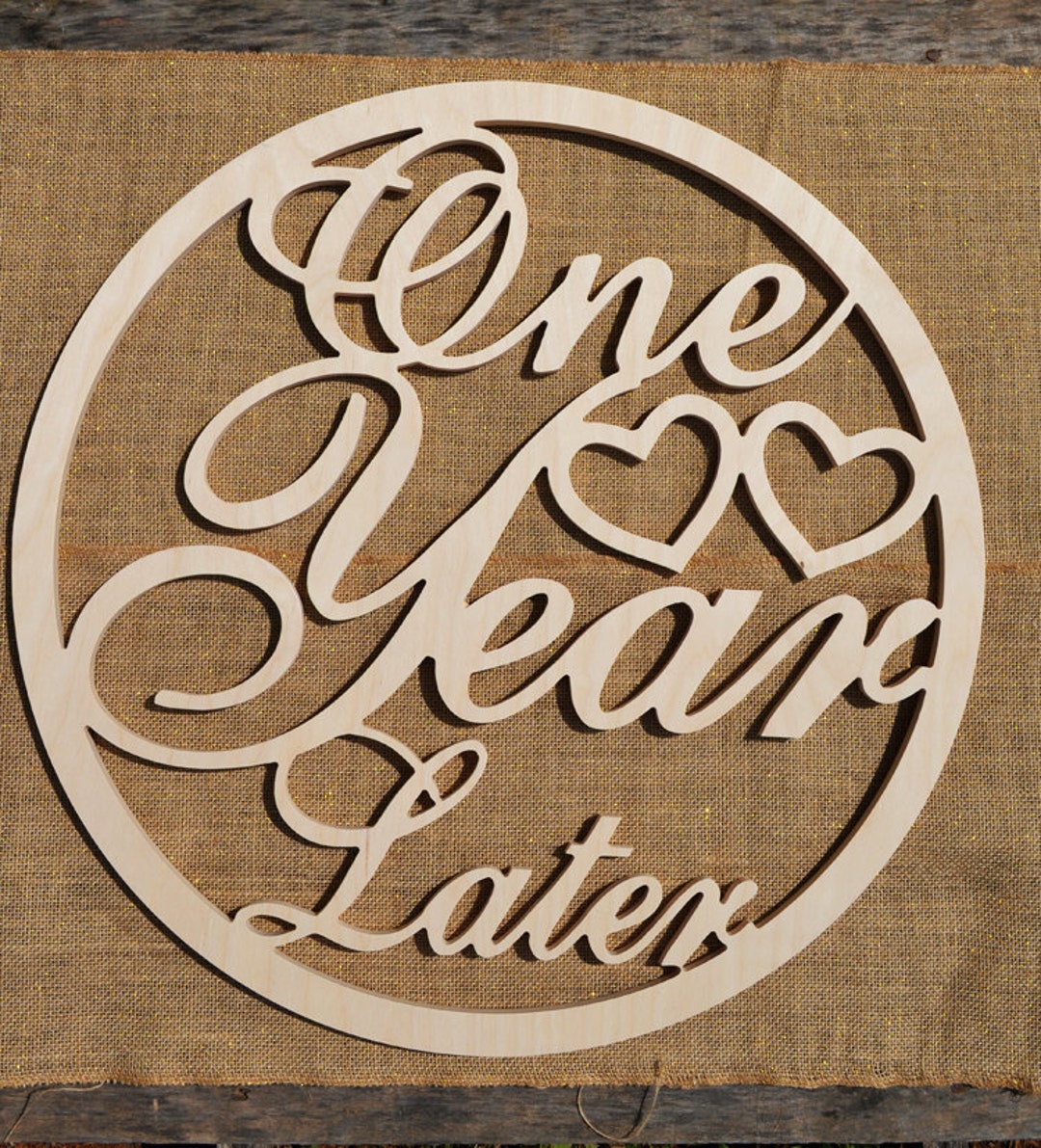 One Year Later Anniversary Sign Photo Prop, Wooden Monogram, Wood ...