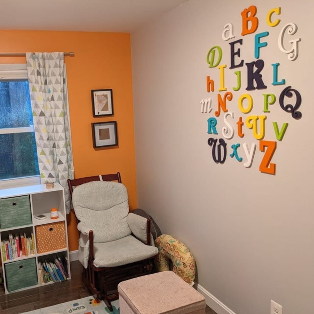 Rainbow Colorful Nursery Alphabet Wooden Letters Wall Hanging - Nursery ...