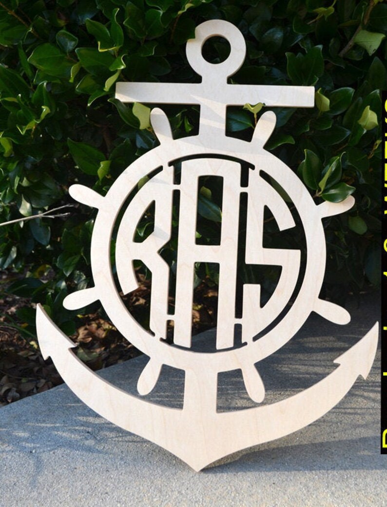 Anchor Wooden Monogram Sign Wood Monogram Nautical - Etsy