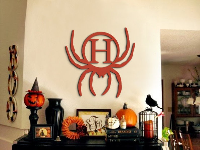 Wooden Spider Monogram Initials Wood Monogram Letters in | Etsy