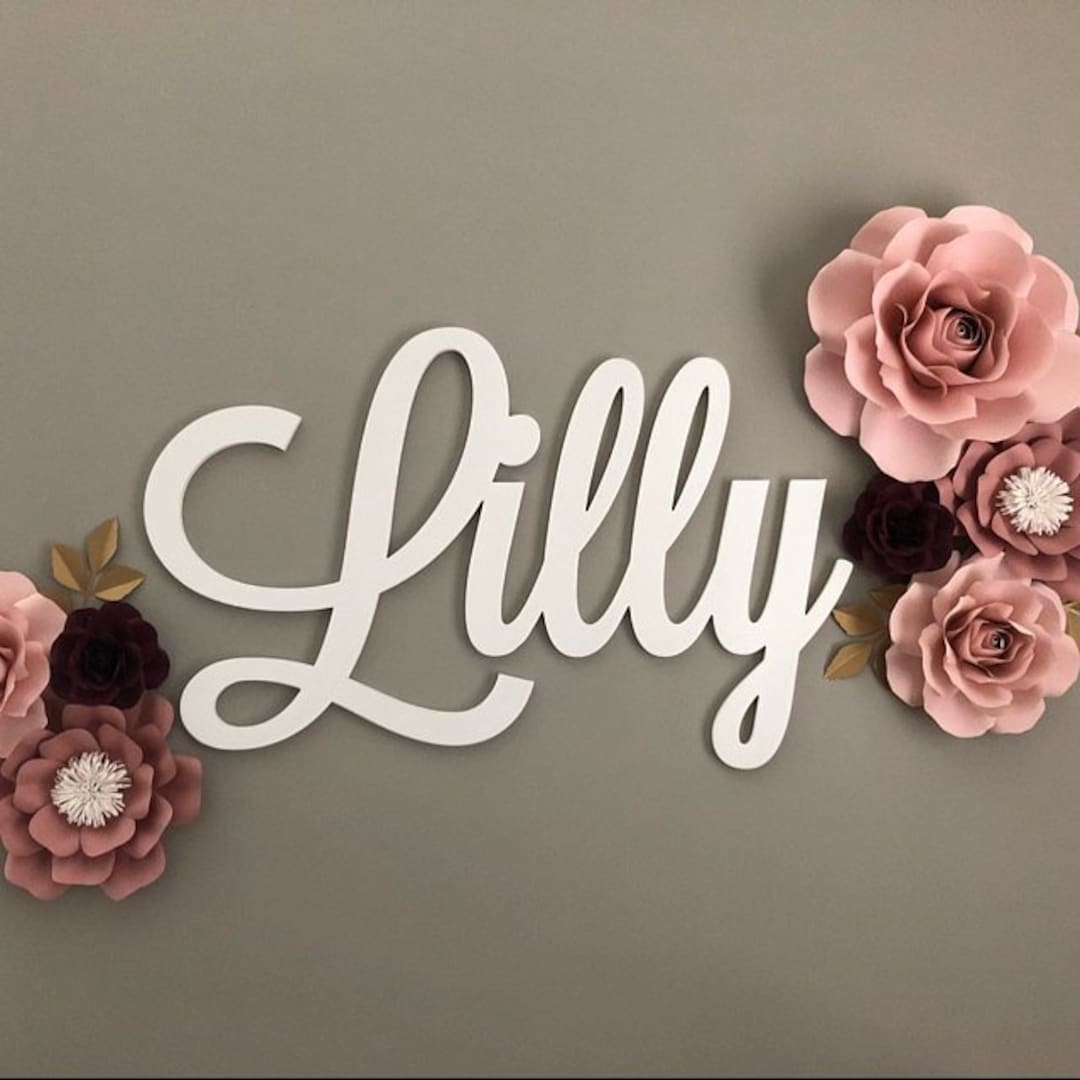 Wood Name Sign Cutout Nursery Name Wood Cut Out Bedroom Wall Name Sign ...
