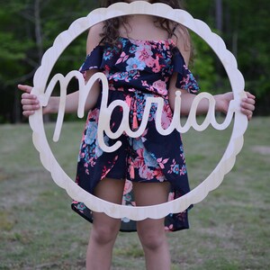 Round Name Sign Bedroom Wall Sign Above Crib Sign Custom Name Wall ...