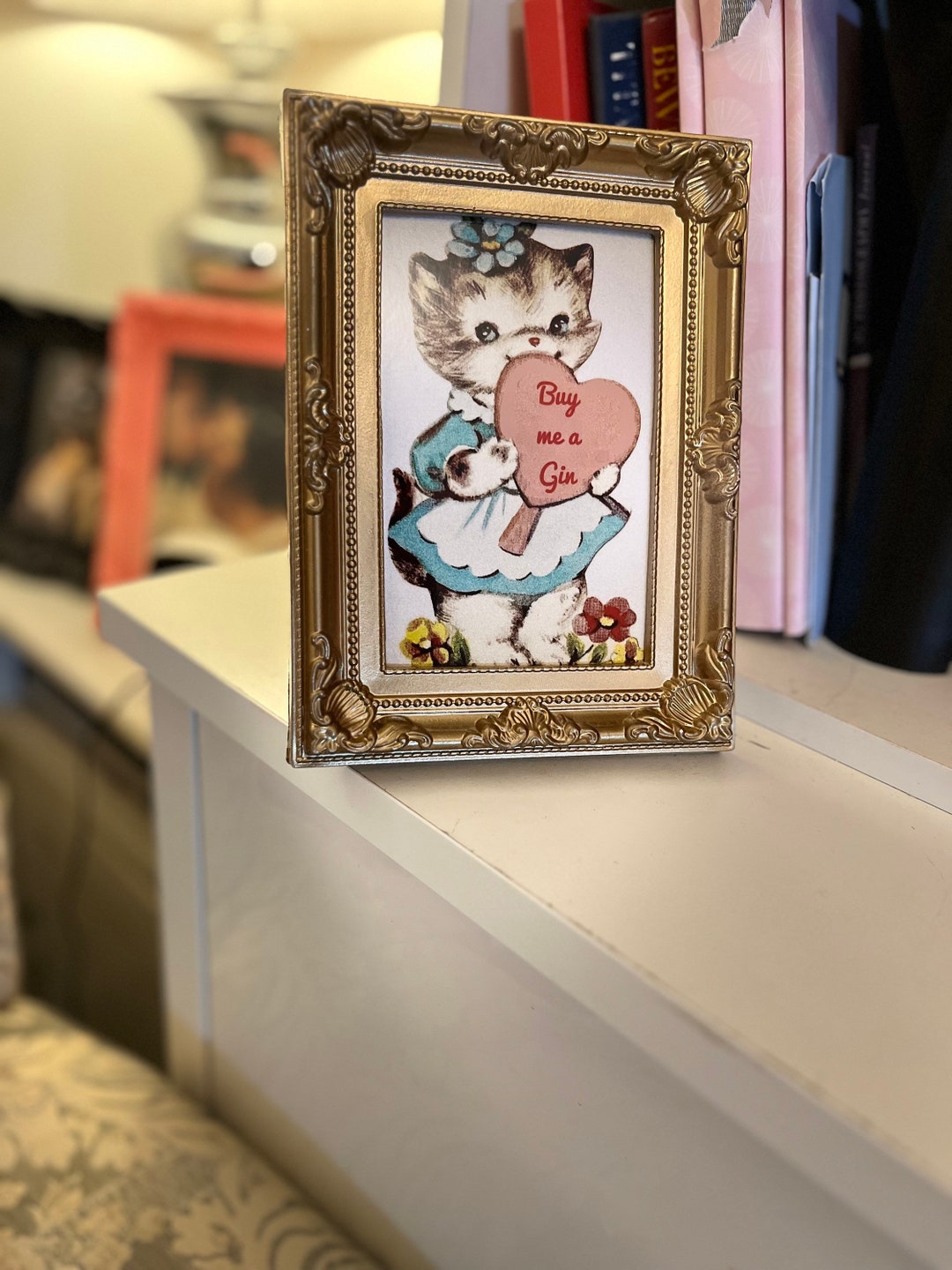 Kitsch Vintage Style buy Me a Gin Kitten Print 6x4 - Etsy