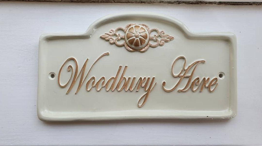 House Name Plaque (script Style) Ivory Bisque - Etsy