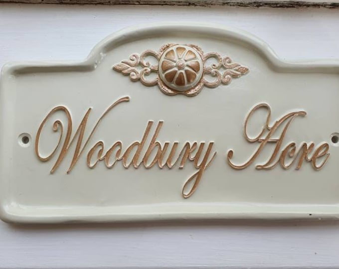 House Name Plaque (script Style) Ivory Bisque - Etsy