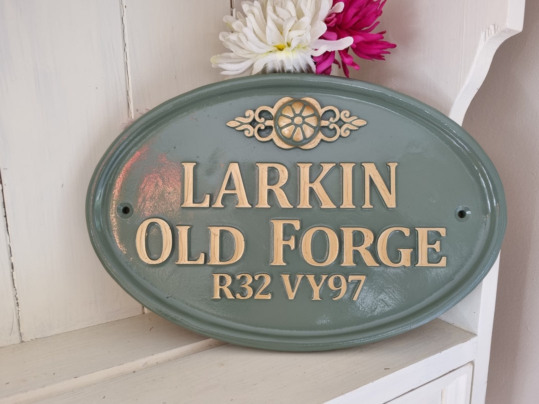 House Name Plaque - Sage Green & Gold - Etsy