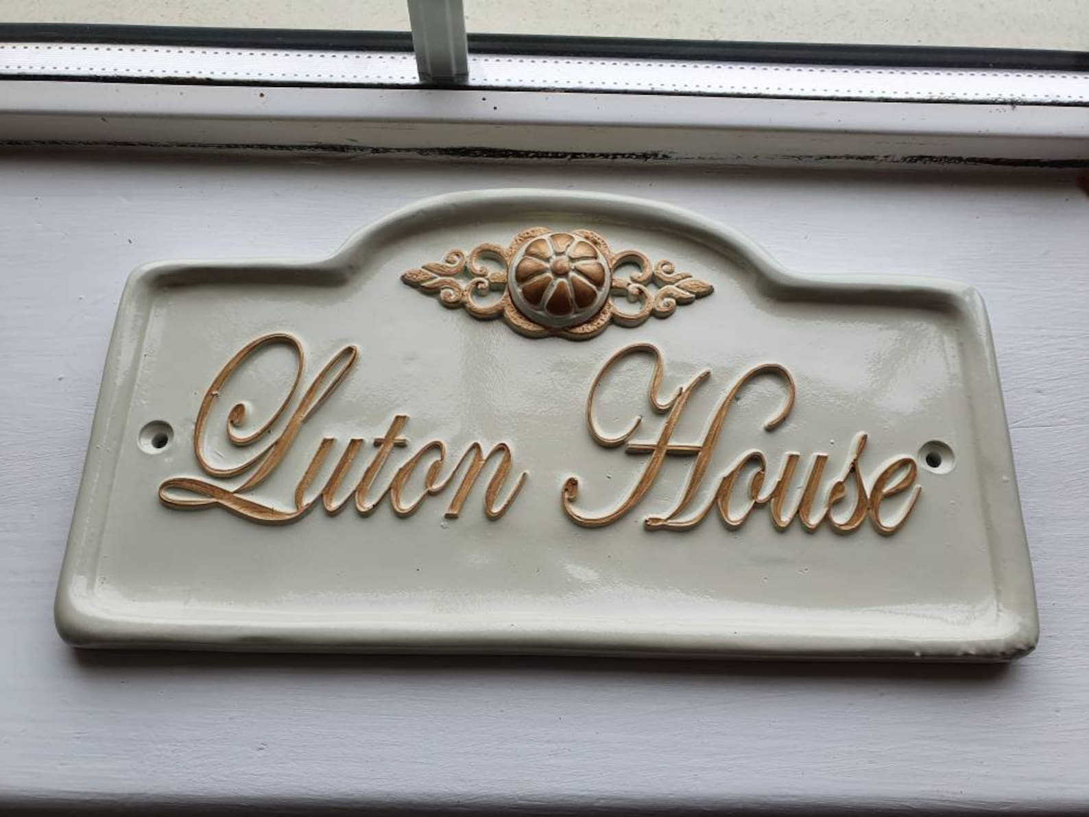 House Name Plaque (script Style) Ivory Bisque - Etsy