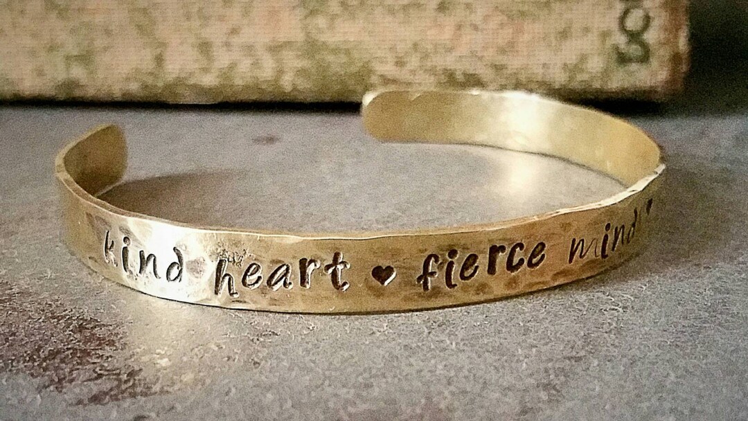 Inspirational Quote Cuff Bracelet - Brass Cuff Bracelet - Kind Heart ...