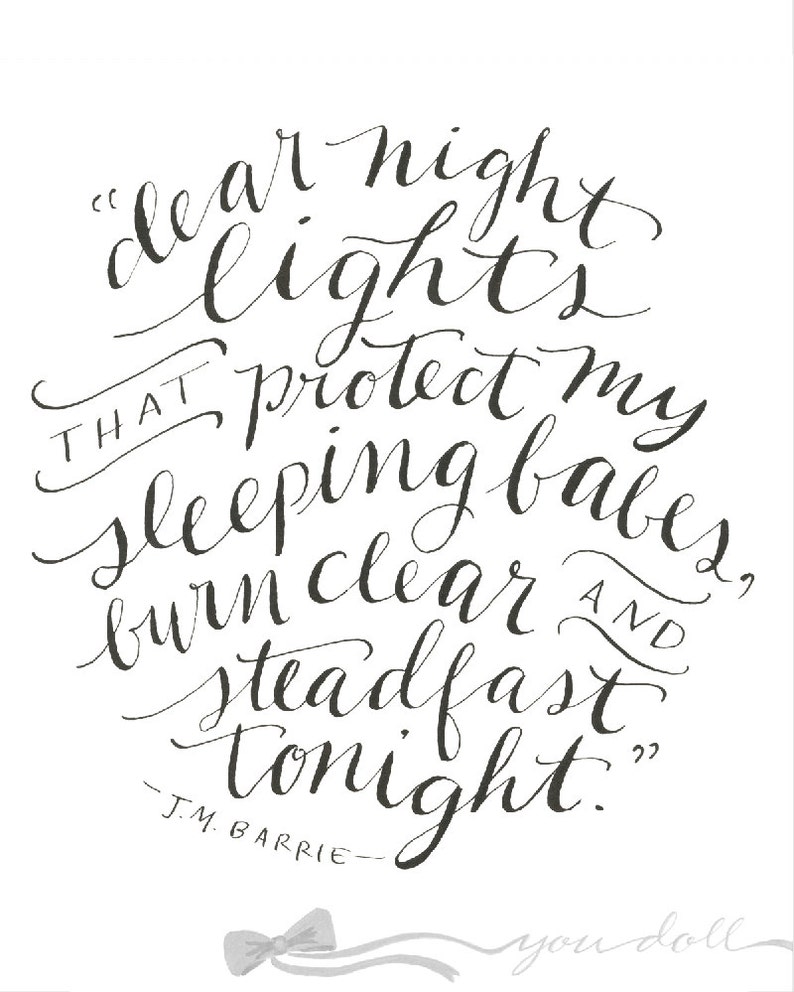 Night Lights quote in black Calligraphy | Etsy