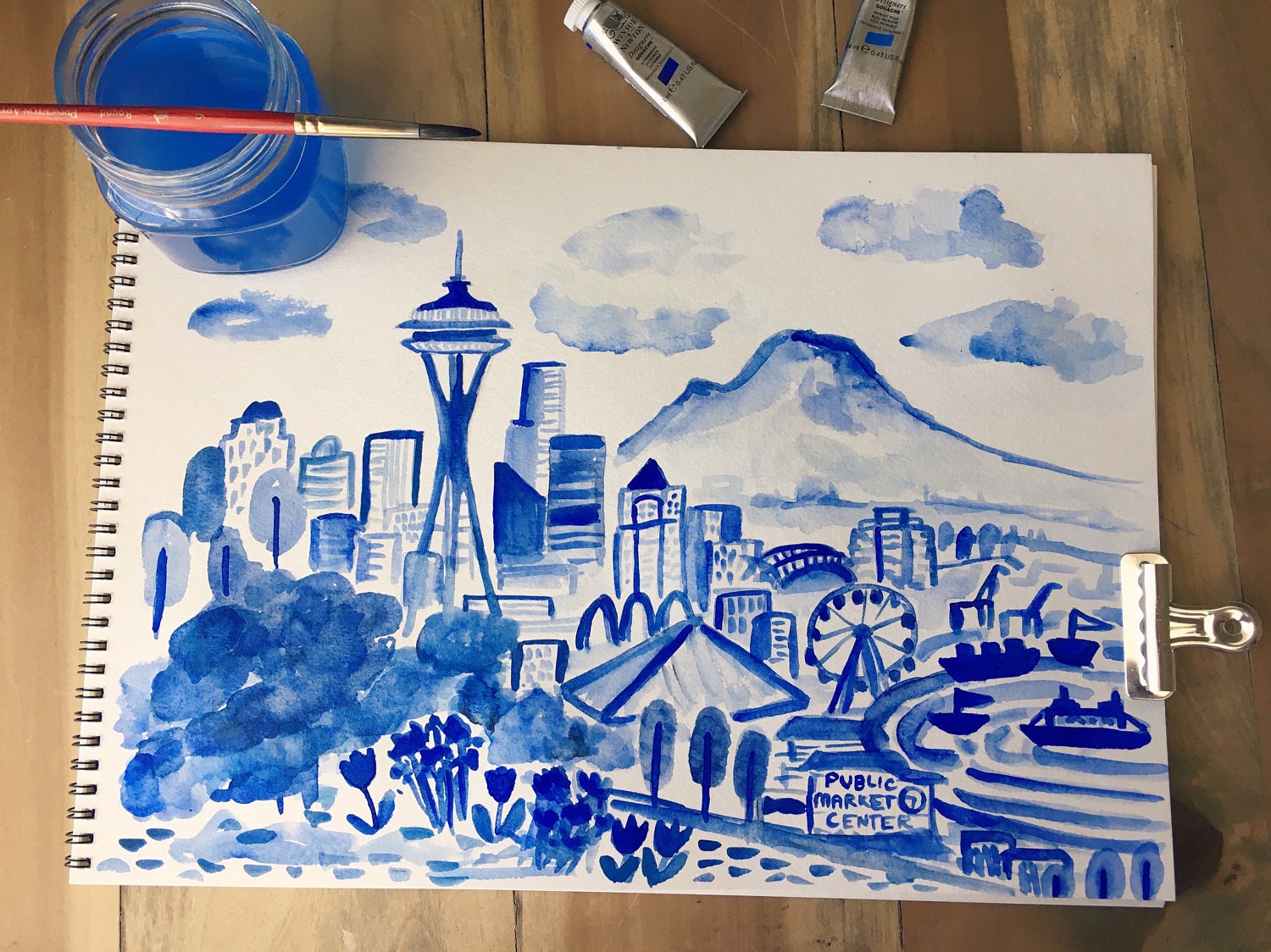 Seattle Skyline Illustration - Etsy