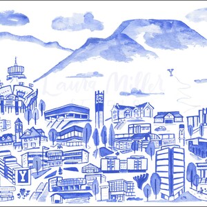 BYU Campus Mural - Watercolor Art Print - Etsy