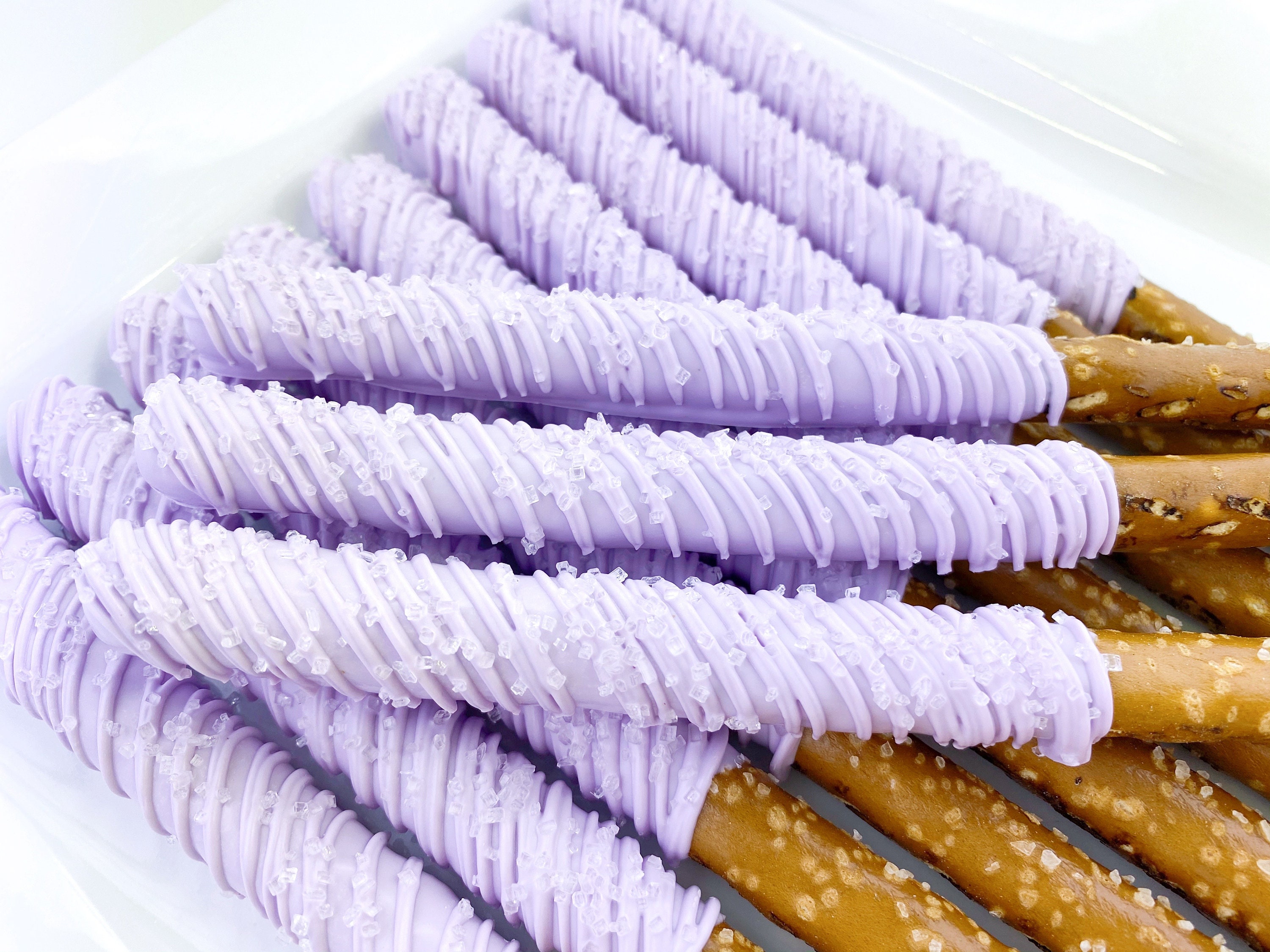 Sparkling Chocolate Covered Pretzel Rods Purple | Etsy