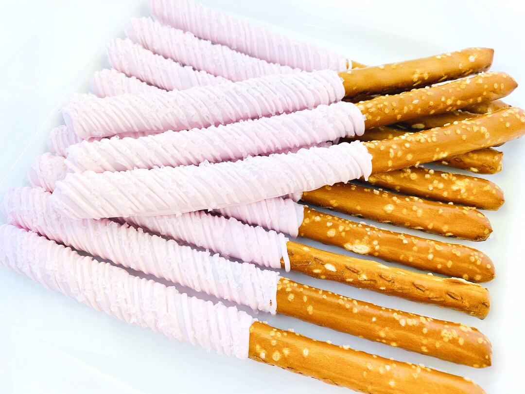Sparkling Chocolate Covered Pretzel Rods Pink Pretzel - Etsy