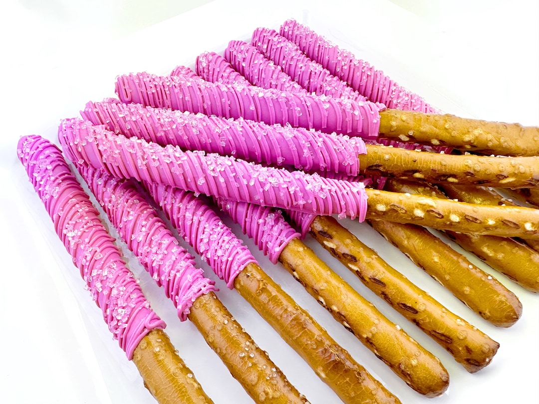 Sparkling Chocolate Covered Pretzel Rods, Fuchsia, Hot Pink, Pink ...