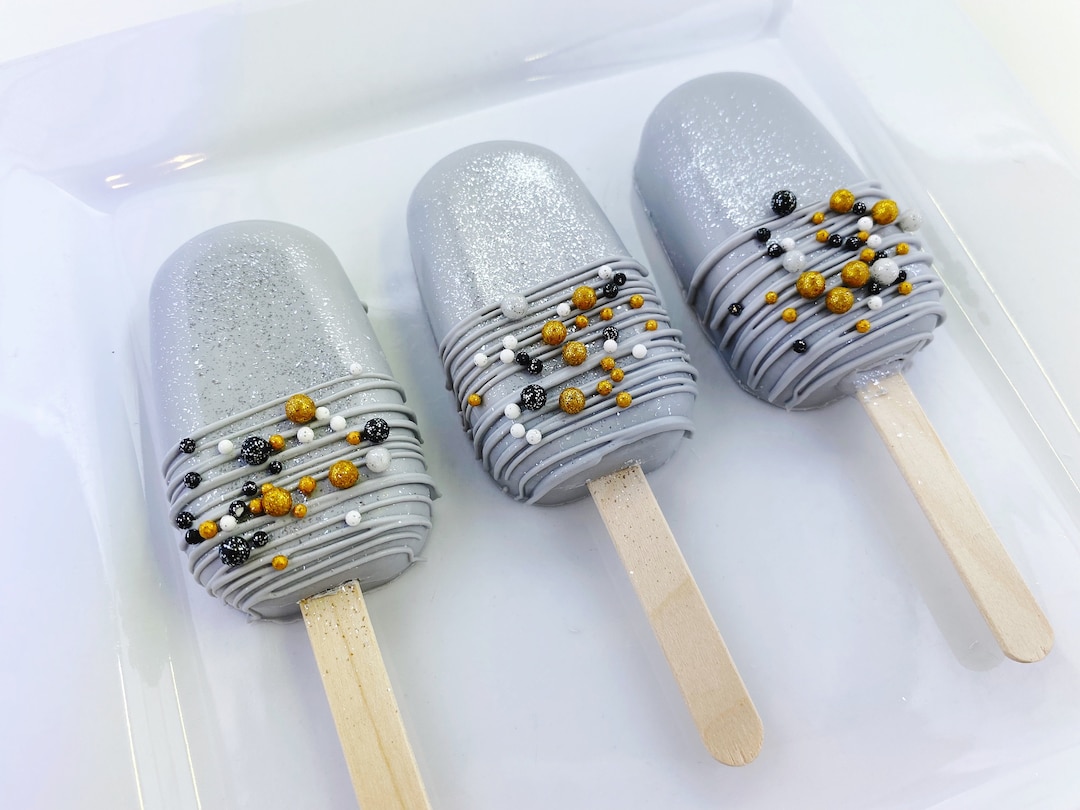 Cakesicles, Cake Pops, Concrete Glam, Gray, Gold, Black, Birthday ...