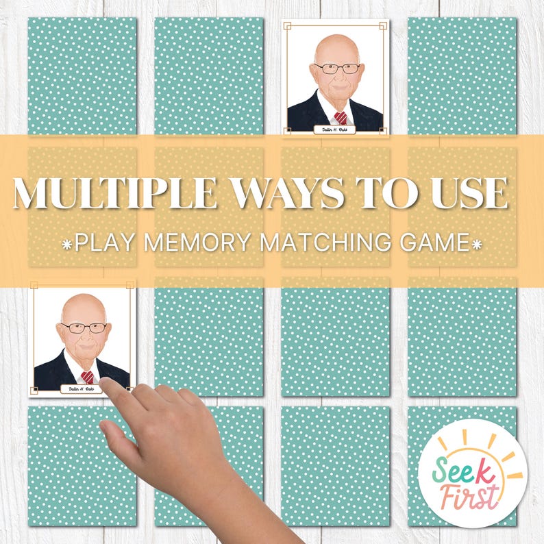 LDS Prophet & Apostle Matching Game: Hand-drawn Recognition Cards ...
