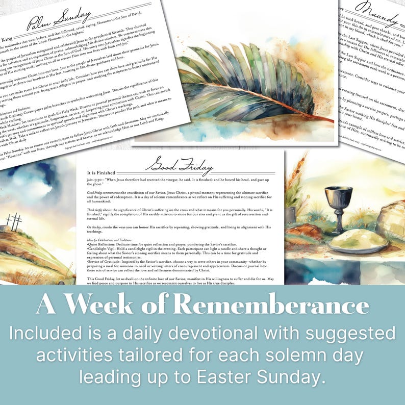 LDS Holy Week 5x7 Card Digital Download Set With Daily Devotionals and ...