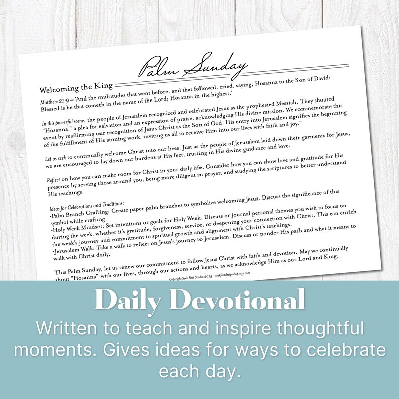 LDS Holy Week 5x7 Card Digital Download Set With Daily Devotionals and ...