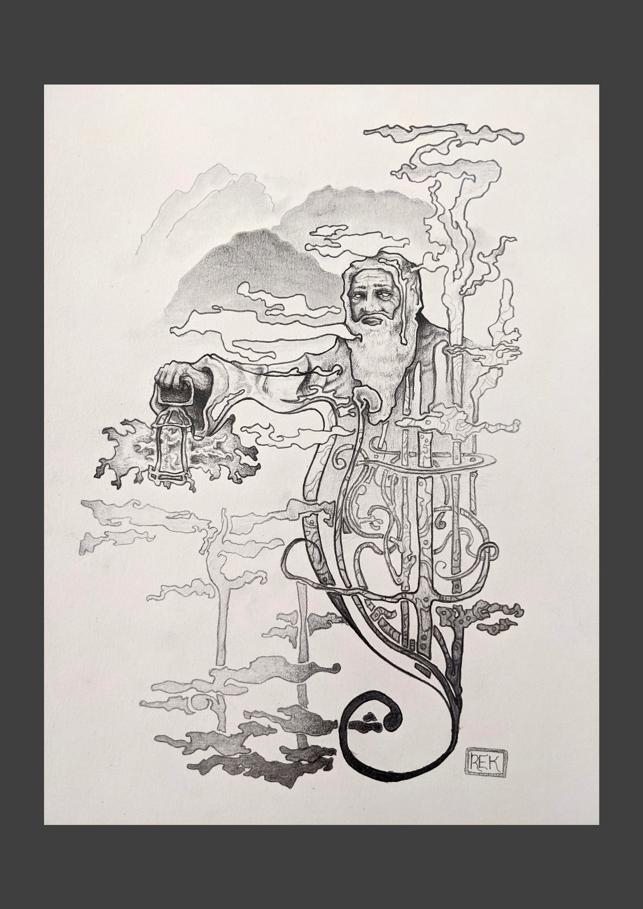 Blind Wizard in Mist Art Print - Art Nouveau Style Wall Decor ...