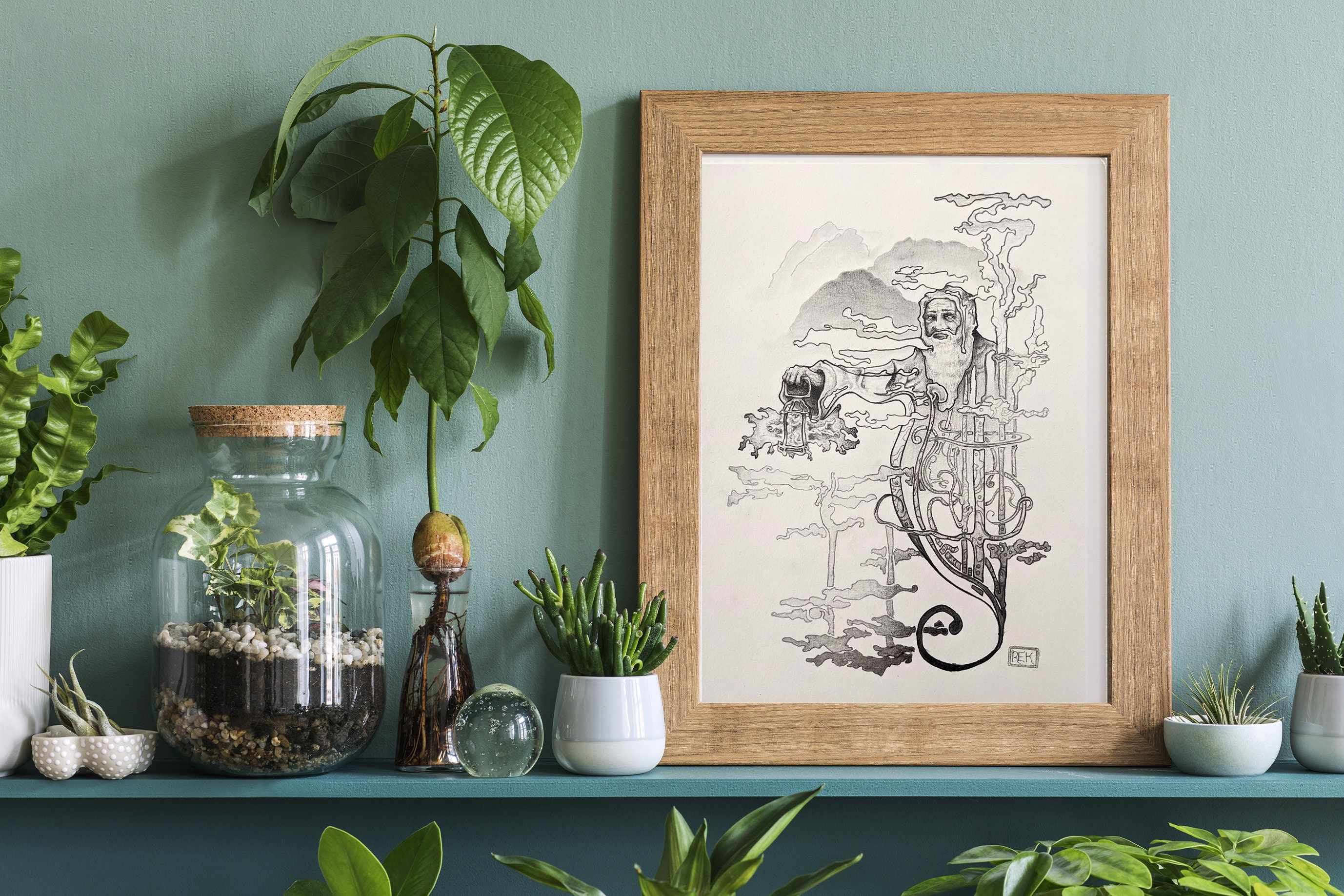 Blind Wizard in Mist Art Print - Art Nouveau Style Wall Decor ...