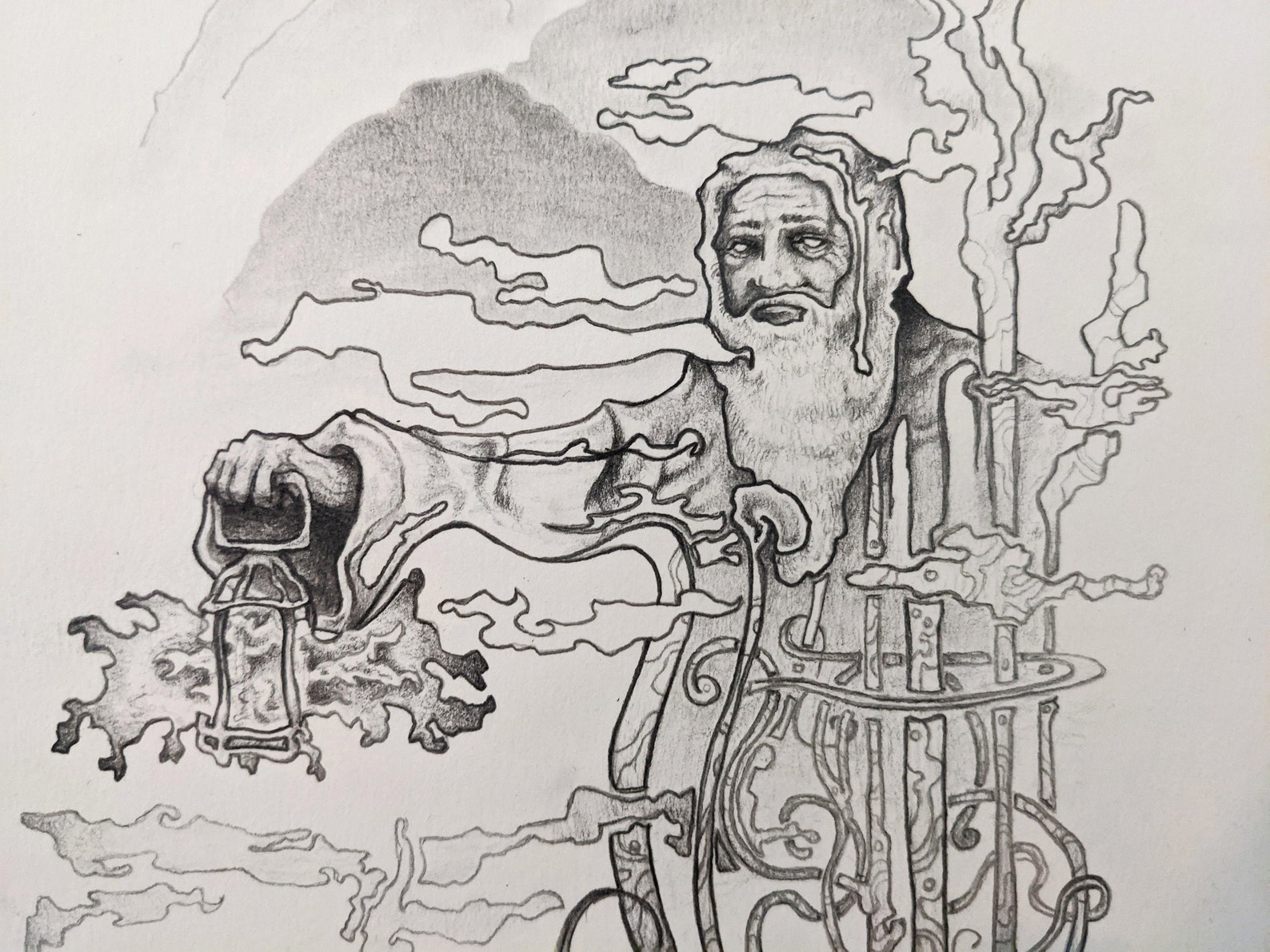 Blind Wizard in Mist Art Print - Art Nouveau Style Wall Decor ...