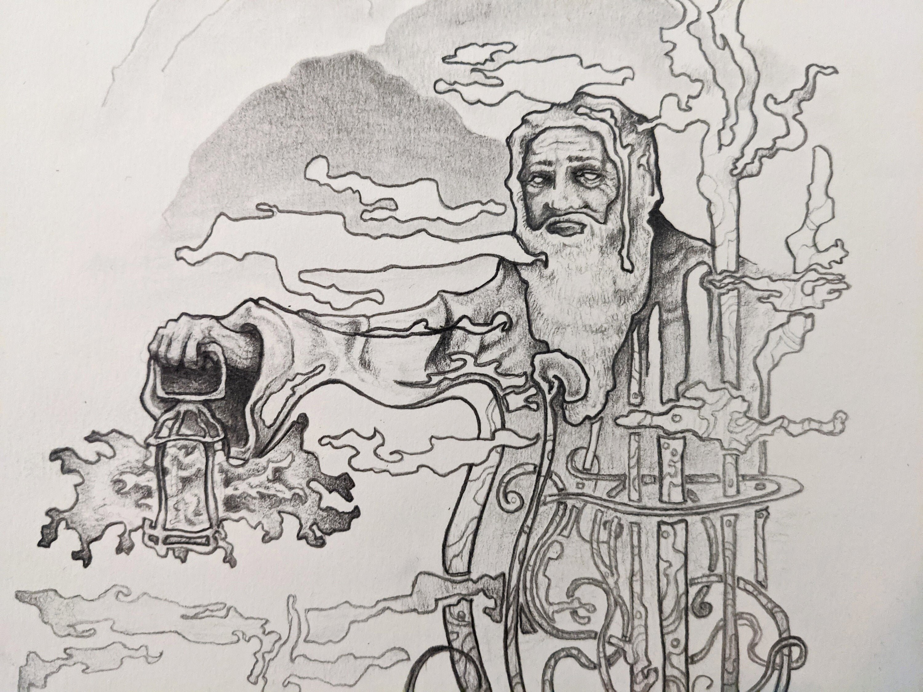 Blind Wizard in Mist Art Print - Art Nouveau Style Wall Decor ...