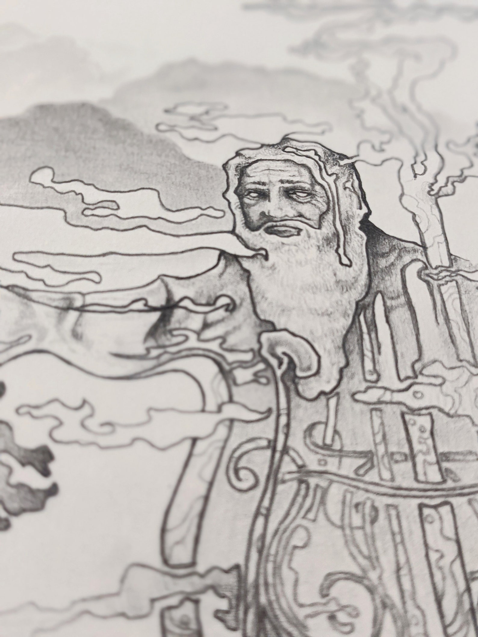 Blind Wizard in Mist Art Print - Art Nouveau Style Wall Decor ...