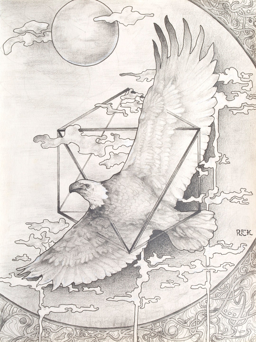 Eagle Aligned - Surreal Art Print - Geometric Art | Pencil Drawing ...