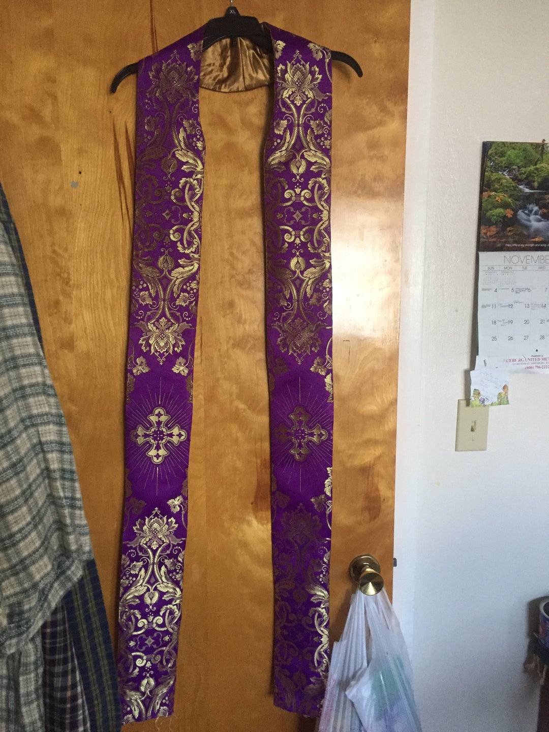 Liturgical Advent Purple Metallic Gold Nativity Star Clergy Stole ...