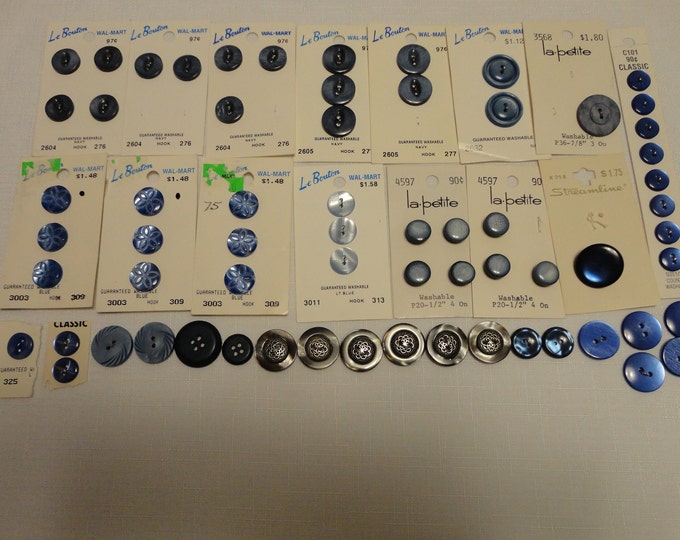 65 Blue Buttons Mixed Sizes Styles - Etsy