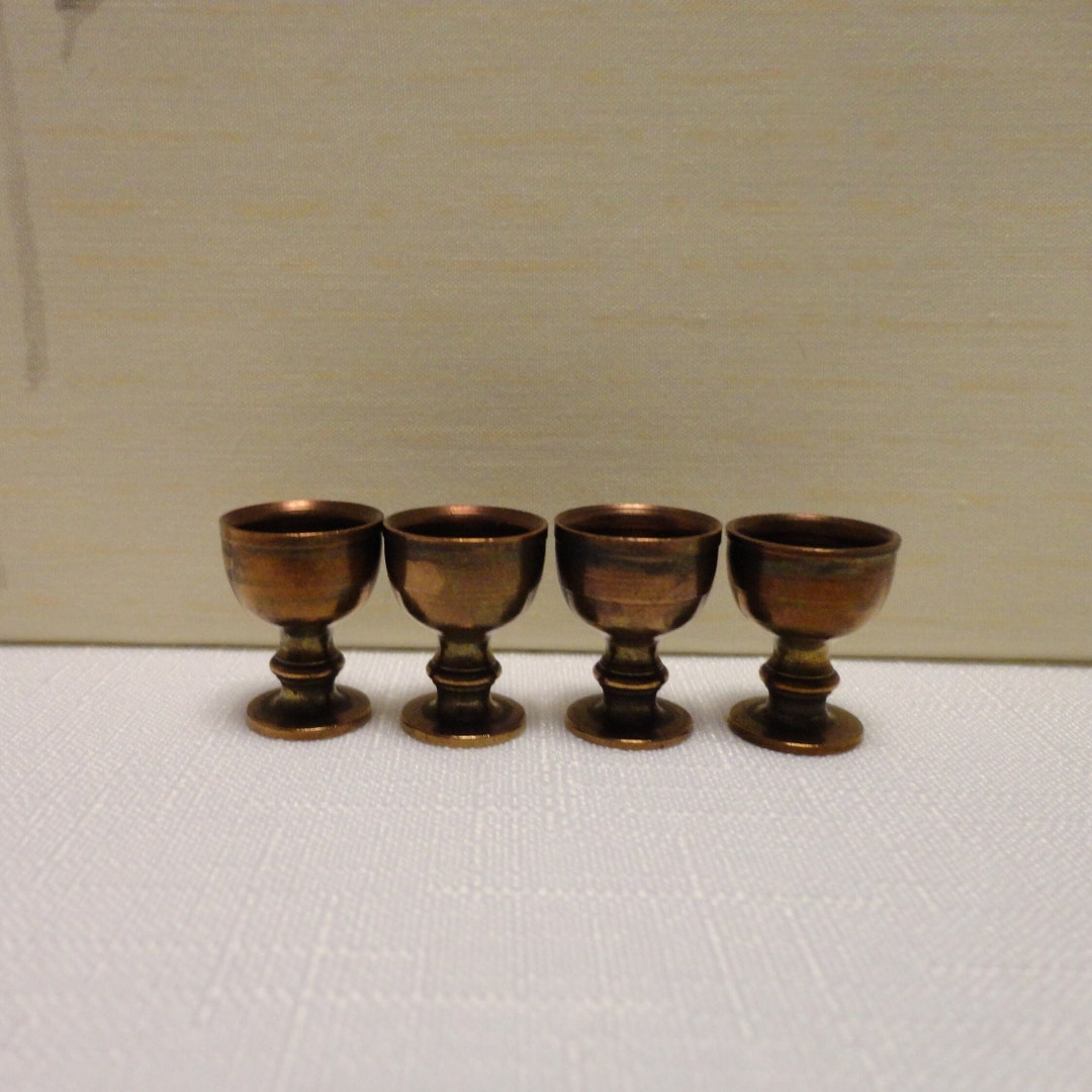 Vintage Miniature Wine Goblets Brass Copper Set of 4 Collectible ...