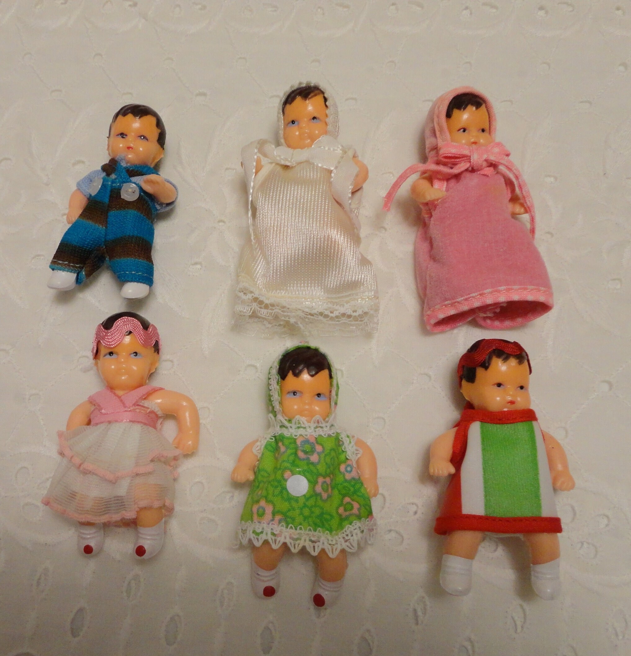 Rare 1960's DAINTY DOLLIES DELUXE Set of 6 Boy & Girl Dolls Original ...